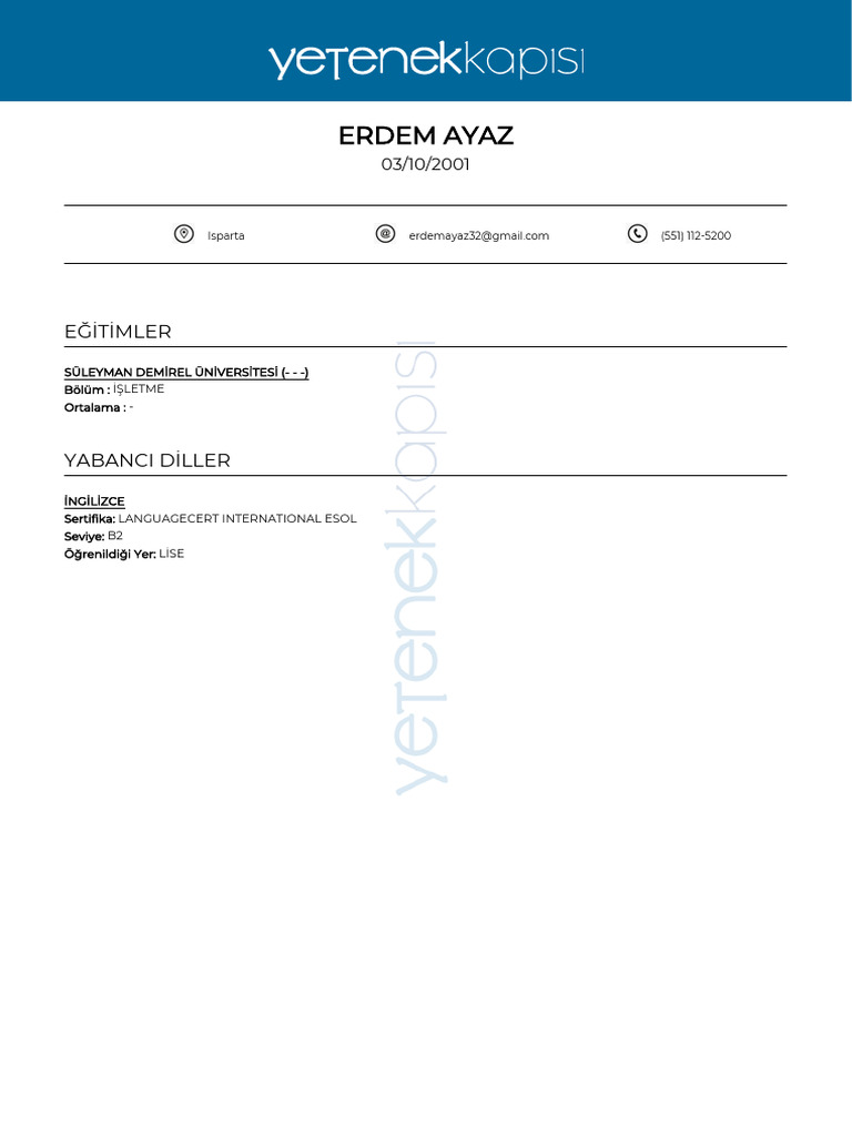 Erdem Ayaz: Eğitimler | PDF