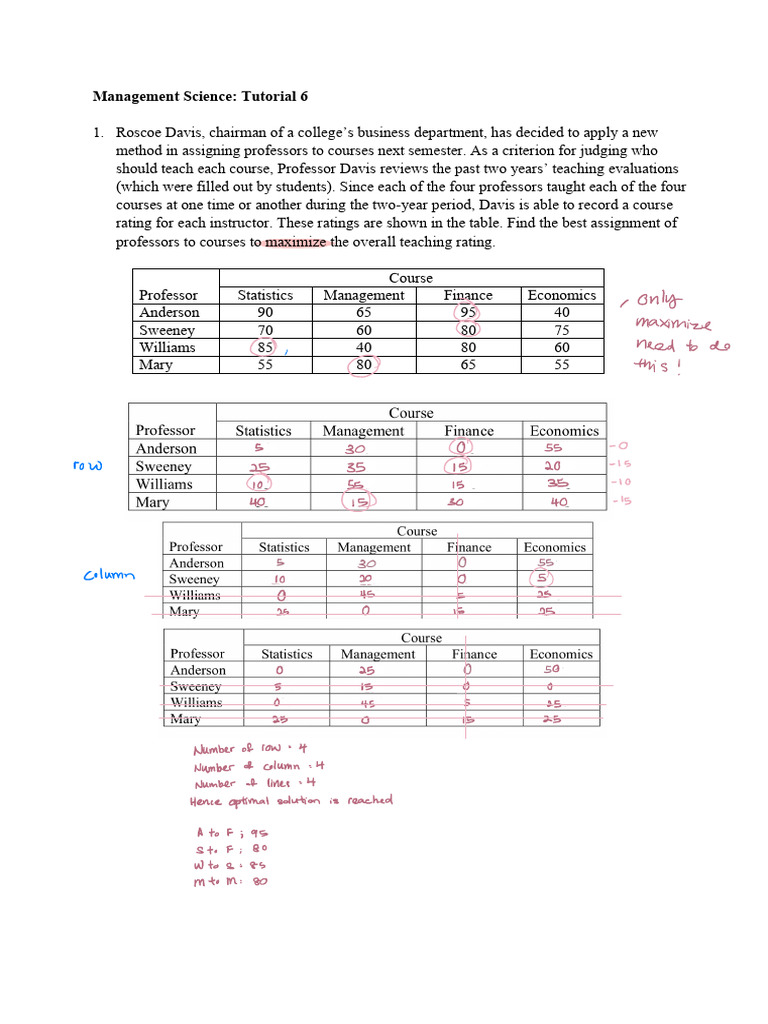 Tutorial 6 - Assignment Problems | PDF
