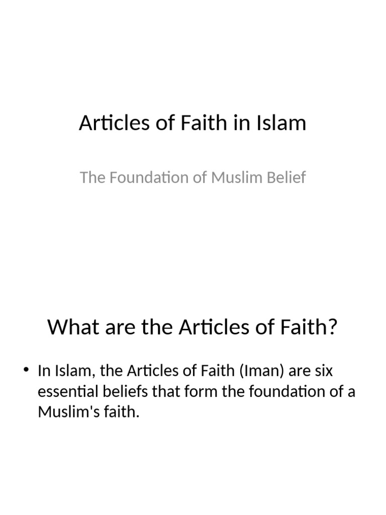 Articles of Faith in Islam | PDF