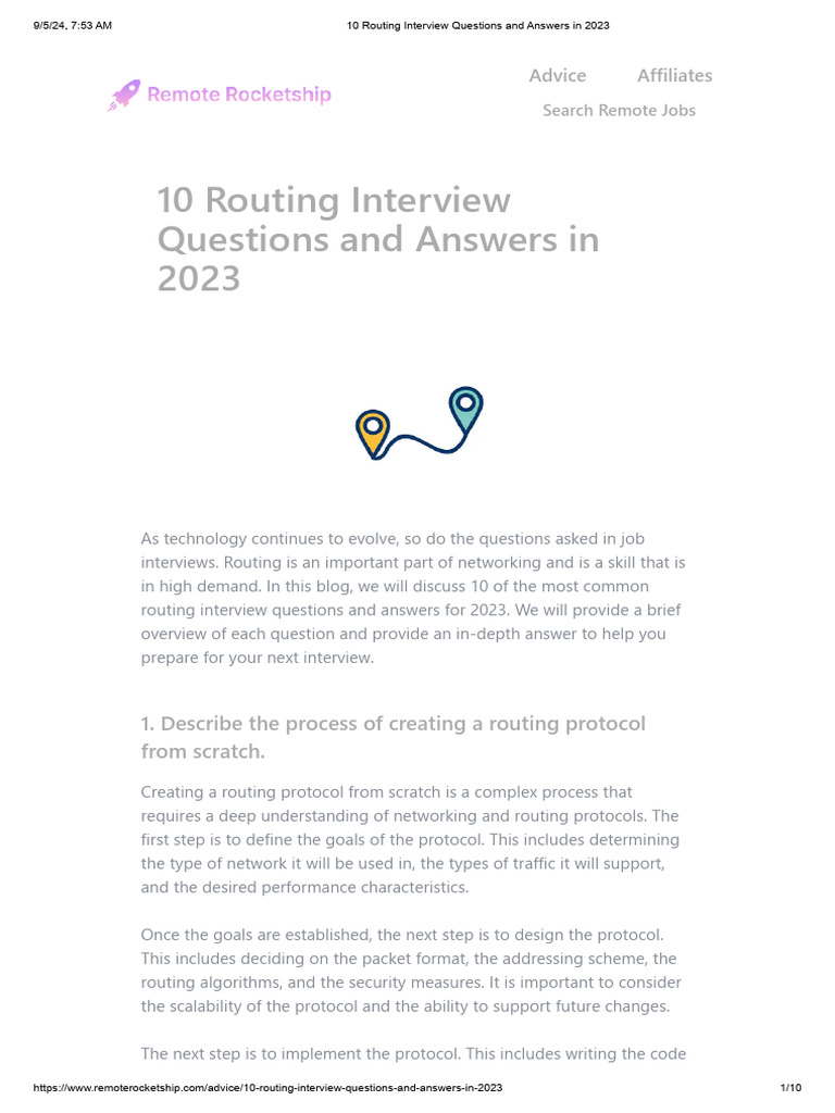 10 Routing Interview Questions and Answers in 2023 | PDF | Routing | Technology & Engineering
