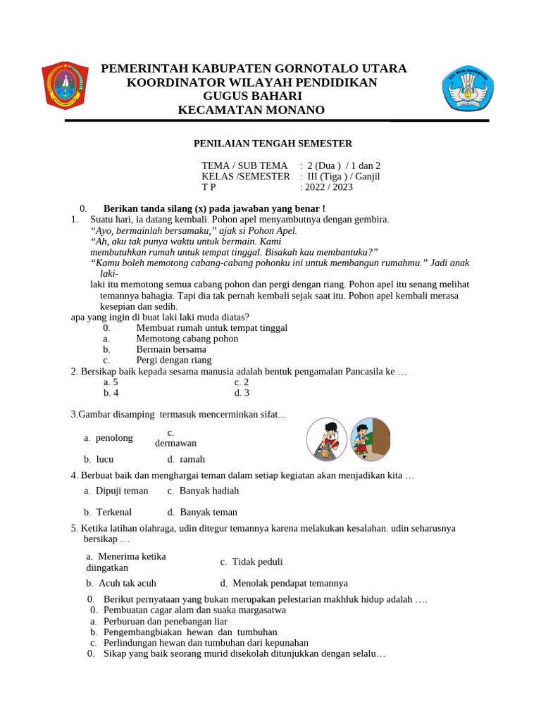 Soal PTS Tema 1 | PDF