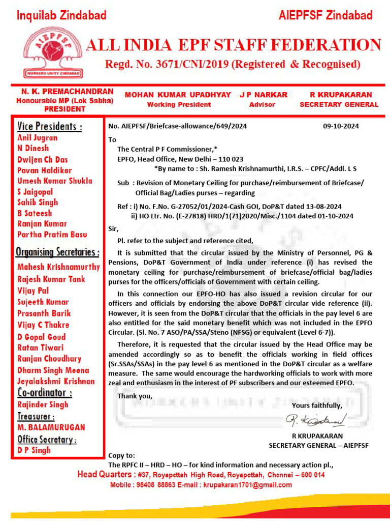 Briefcase Allowance For Level 6 649 | PDF | Finance & Money Management