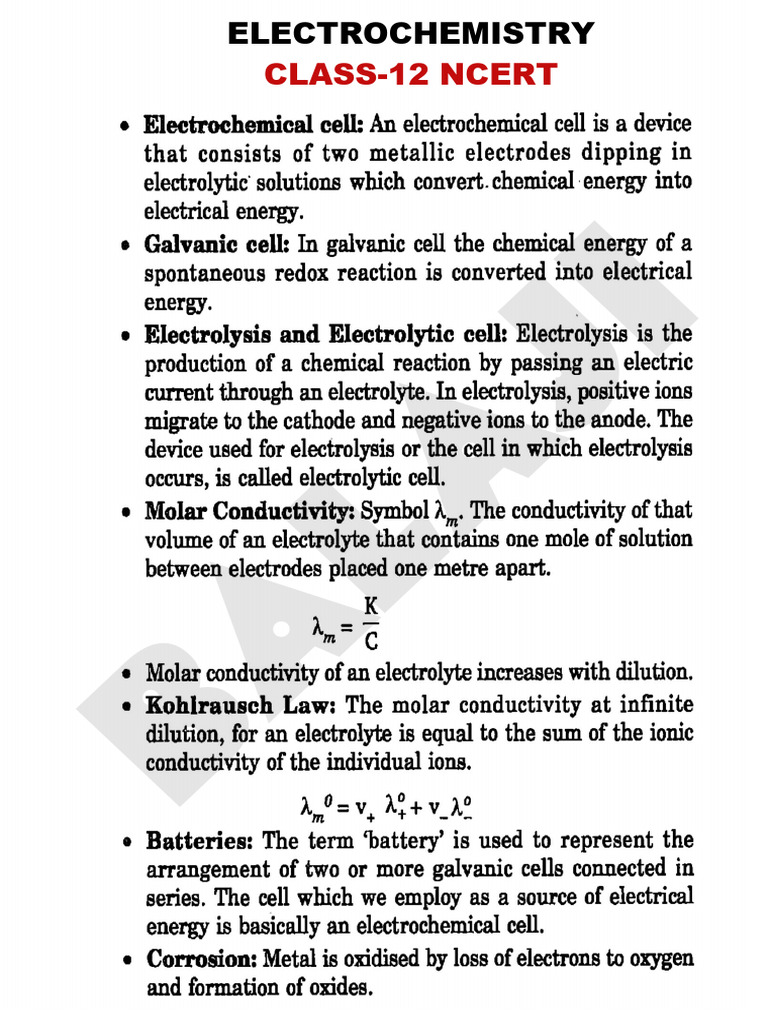 Electrochemistry Ncert Questions | PDF