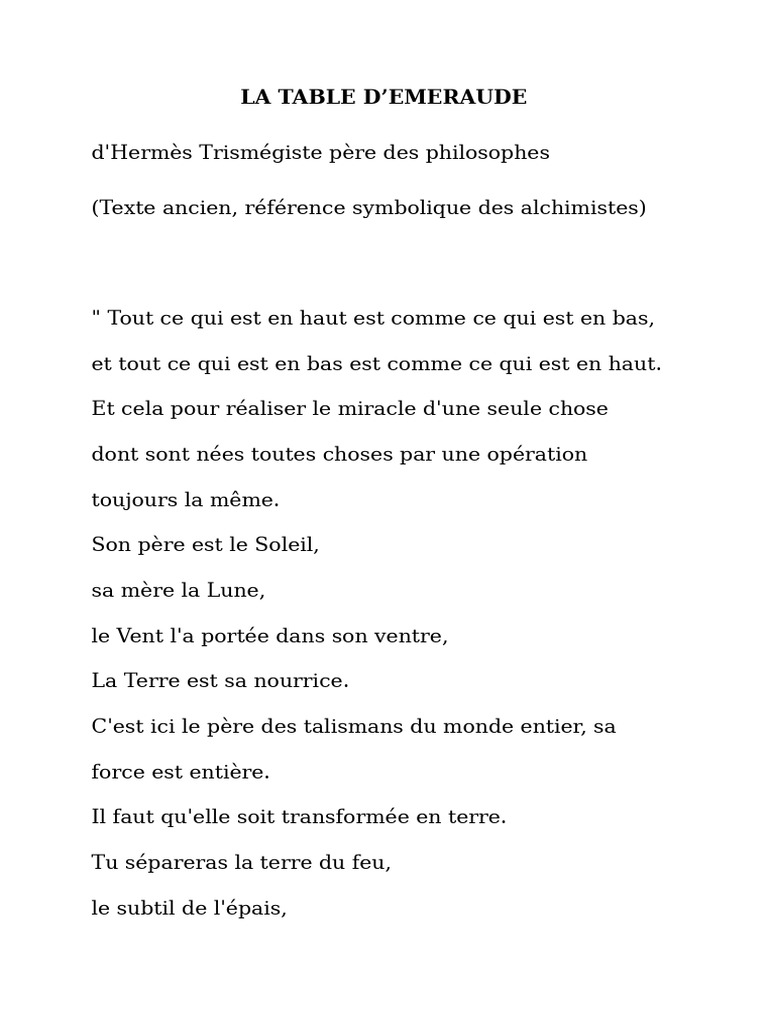 LA TABLE D’EMERAUDE | PDF