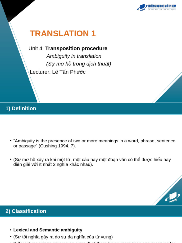 LD1-U4 - Ambiguity in Translation | PDF | Foreign Language Studies ...