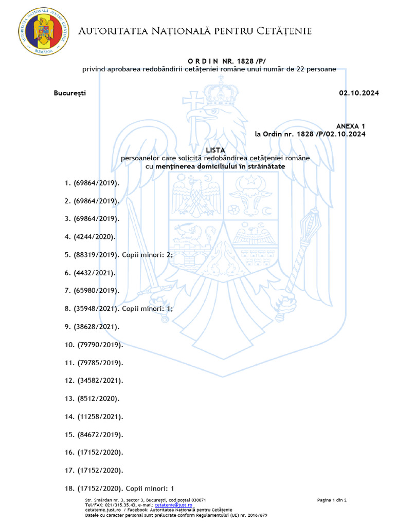 Ordin Nr. 1828 Din 02.10.2024 | PDF