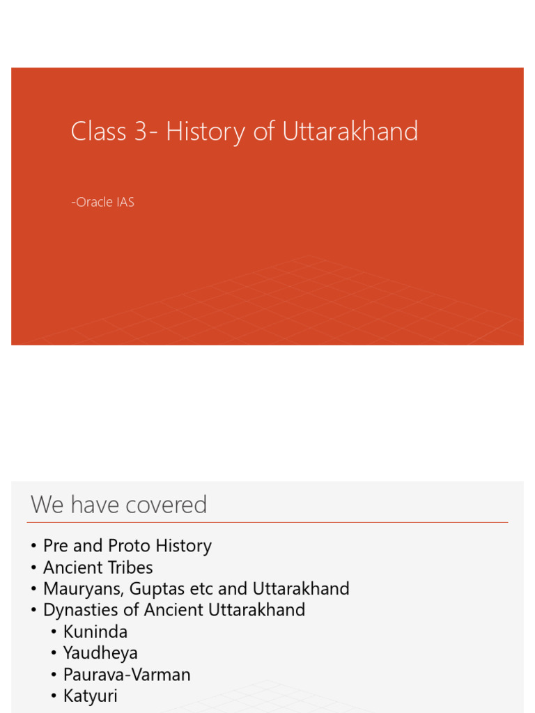 Class 3-History of Uttarakhand: - Oracle IAS | PDF