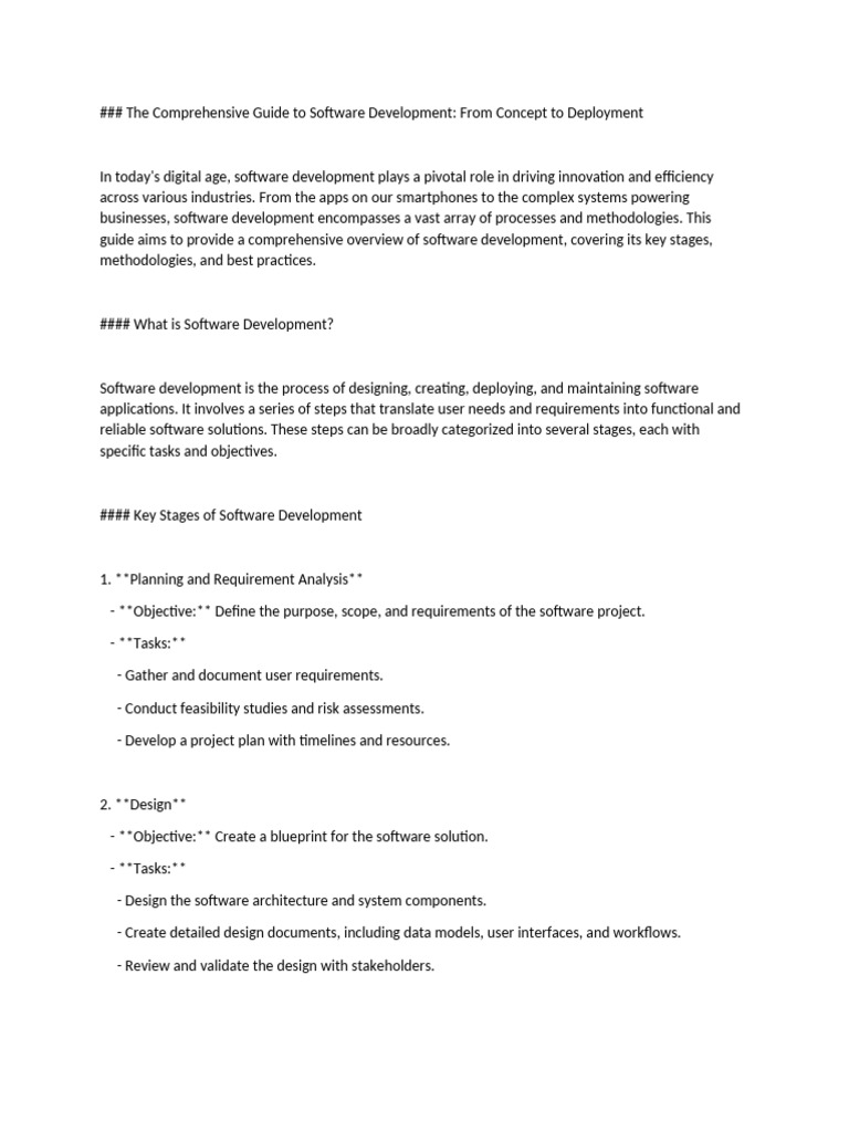 The Comprehensive Guide To Software Development | PDF