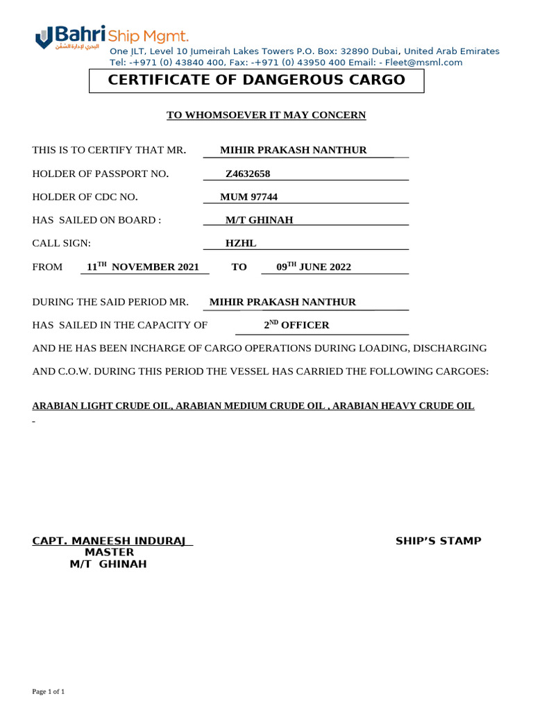 DC Certificate Mihir | PDF