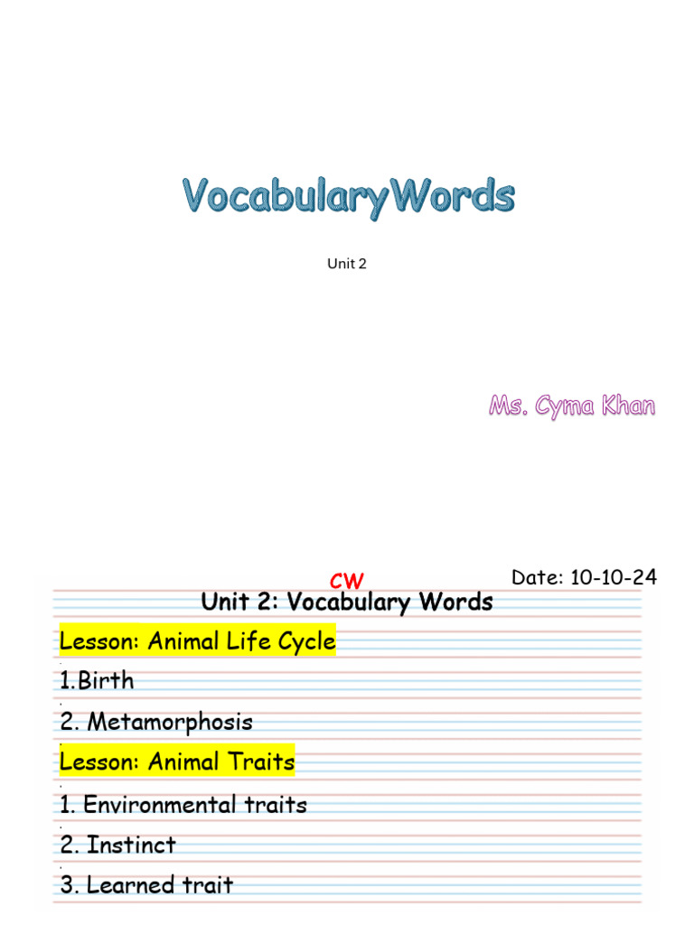 Science Vocabulary Words CW | PDF | Home & Garden