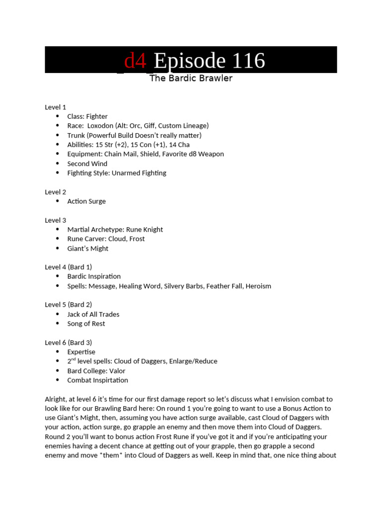 Ep 116 - The Bardic Brawler | PDF