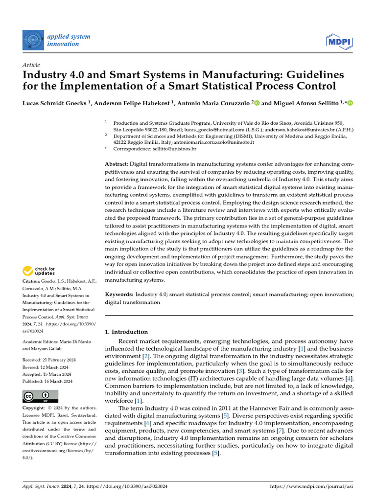 Industry 40 and Smart Systems in Manufacturing Gui | PDF