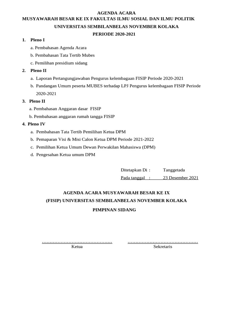 Dokumen Mubes Fisip 2021 | PDF