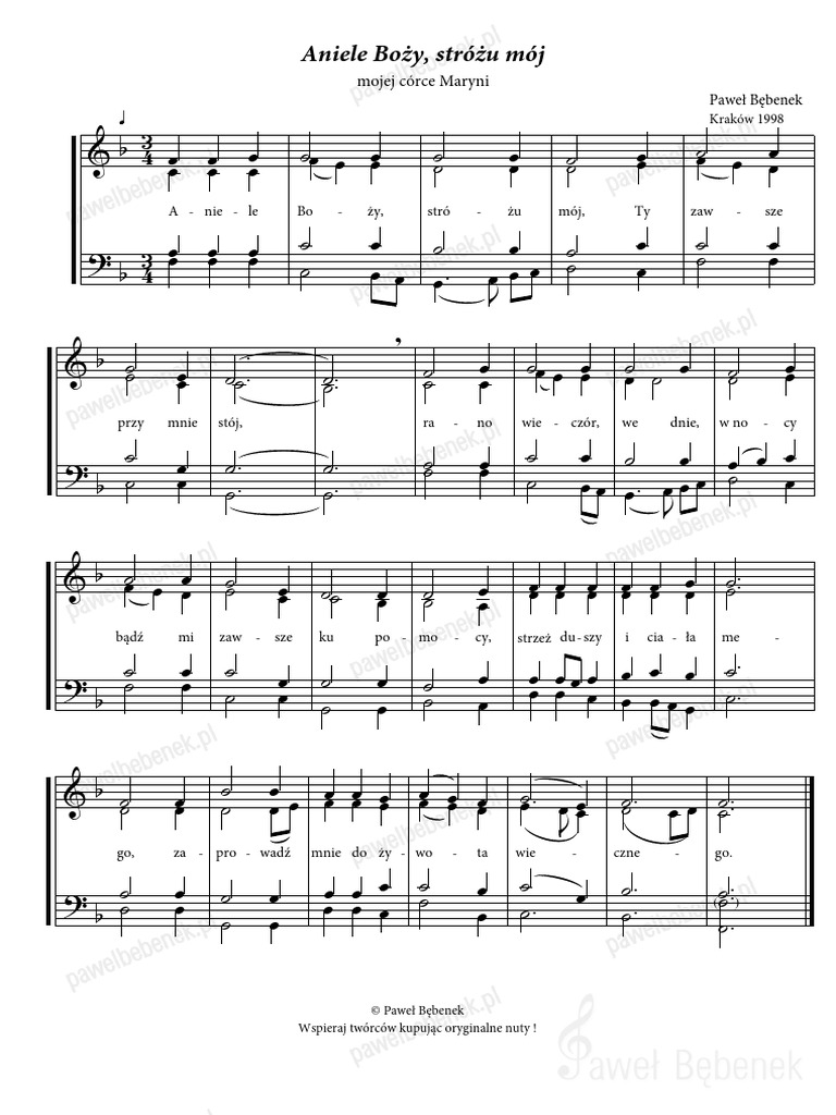 Aniele Boży, Stróżu Mój (Bebenek) | PDF