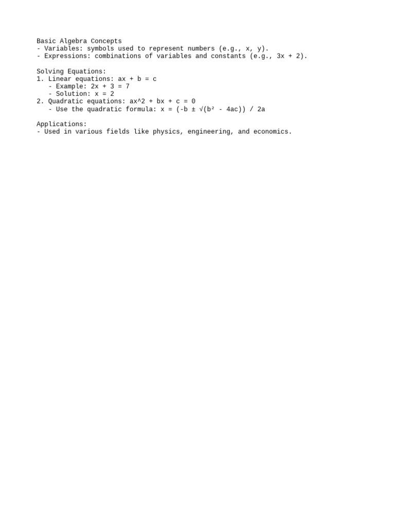 Mathematics Basic Algebra | PDF