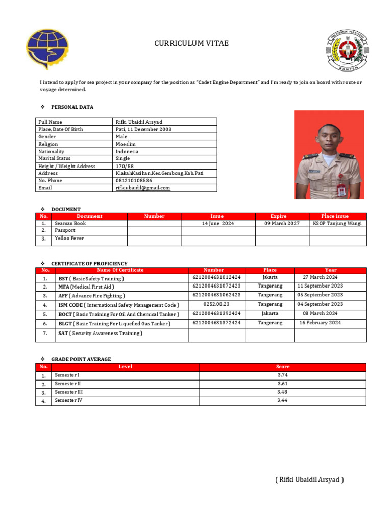 CV Rifki Ubaidil | PDF