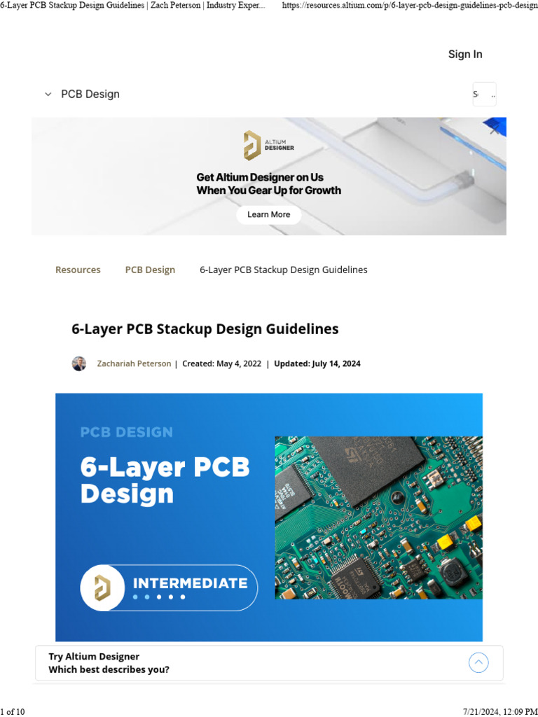 6-Layer PCB Stackup Design Guidelines - Zach Peterson - Industry Expert - Altium Designer | PDF