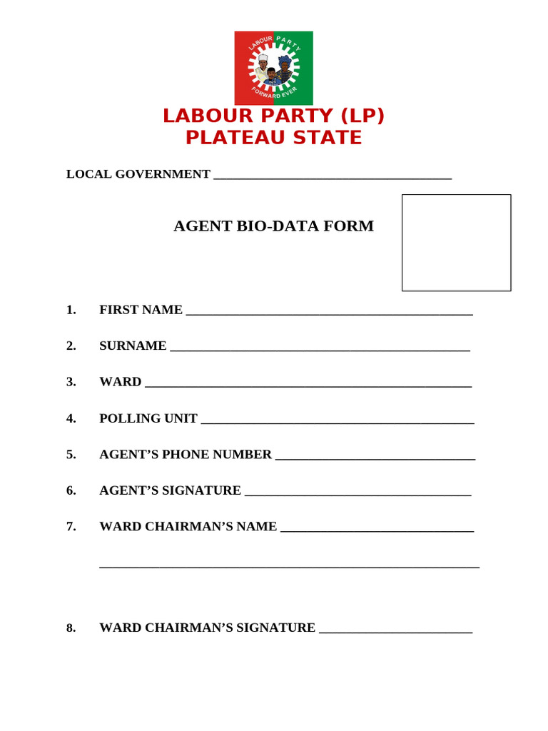 Agent Biodata Form - 055358 | PDF | Business | Finance & Money Management