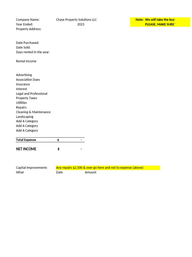 Rent Template & BS (EOY) | PDF