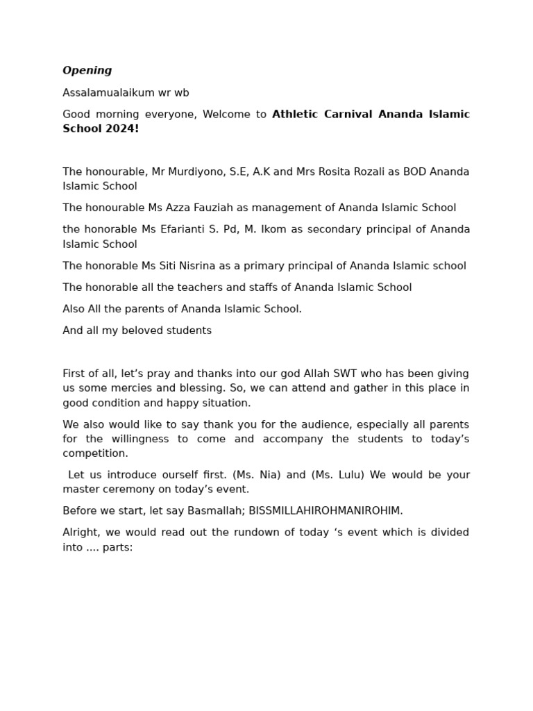 contoh draf MC | PDF