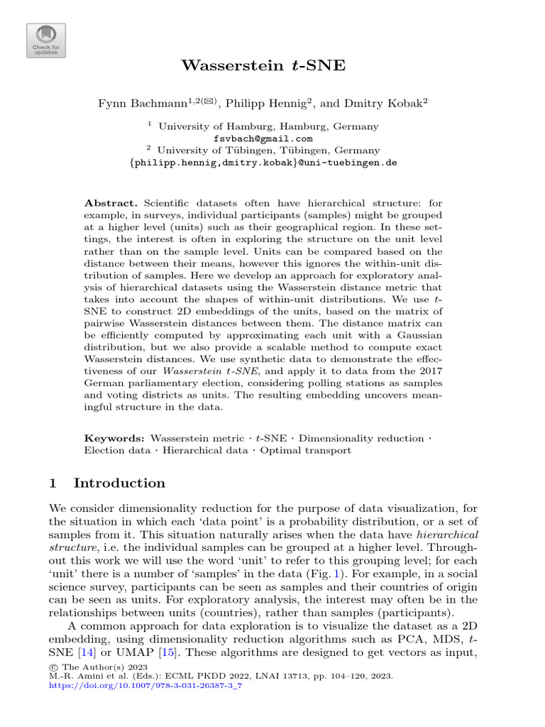 Wasserstein - Sne: Abstract | PDF