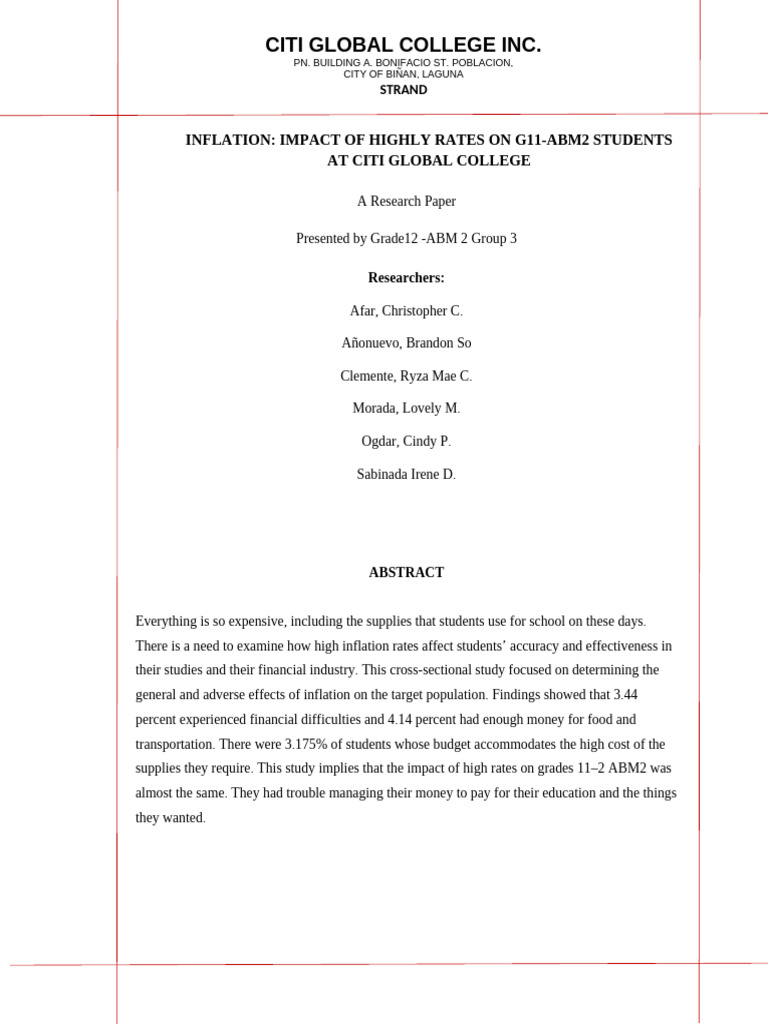 Impact of Inflation Rate - 124256 | PDF | Cost Of Living | Inflation
