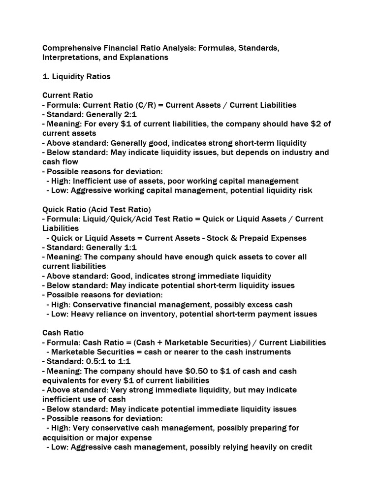 # Ratio Analysis Formula (Full Information) | PDF | Dividend | Leverage ...
