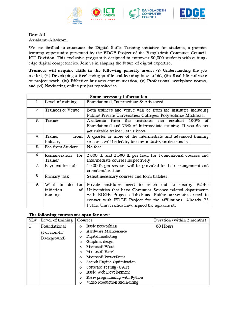 Advertisement ICT Course | PDF