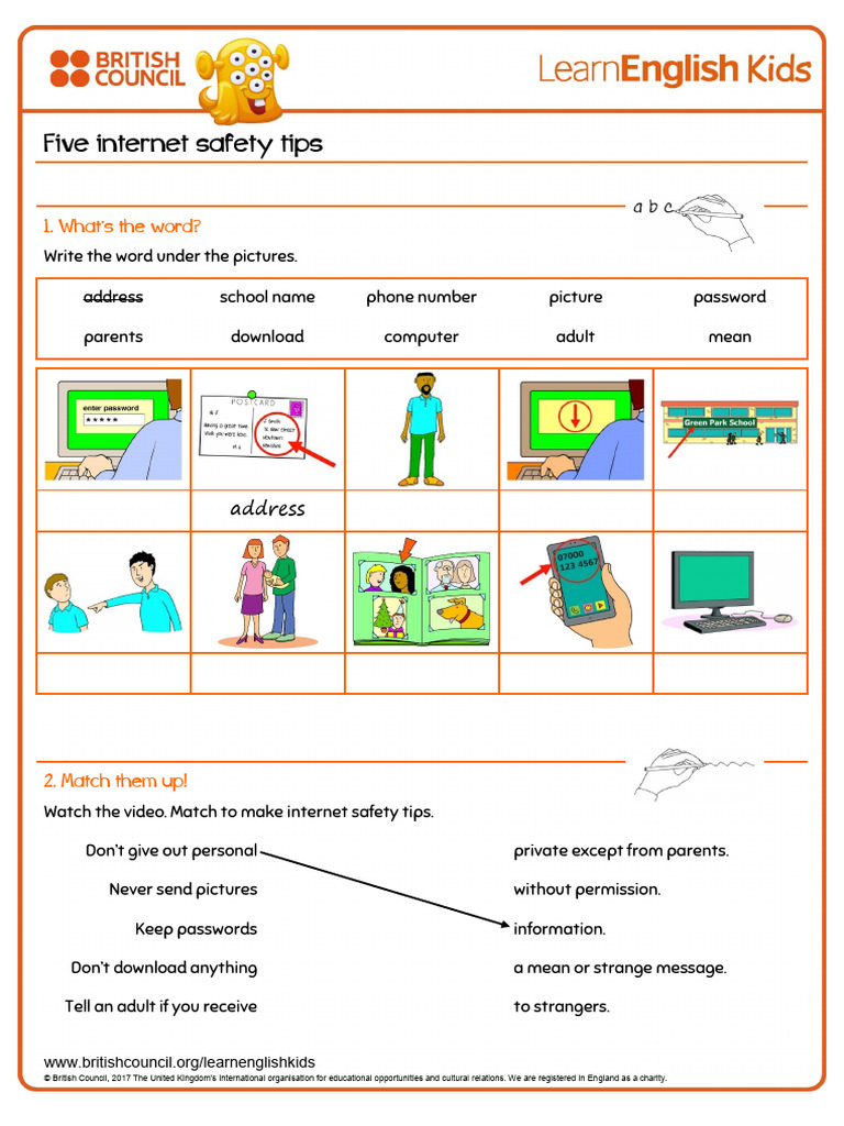 Video Zone Five Internet Safety Tips Worksheet 2017 | PDF | Internet