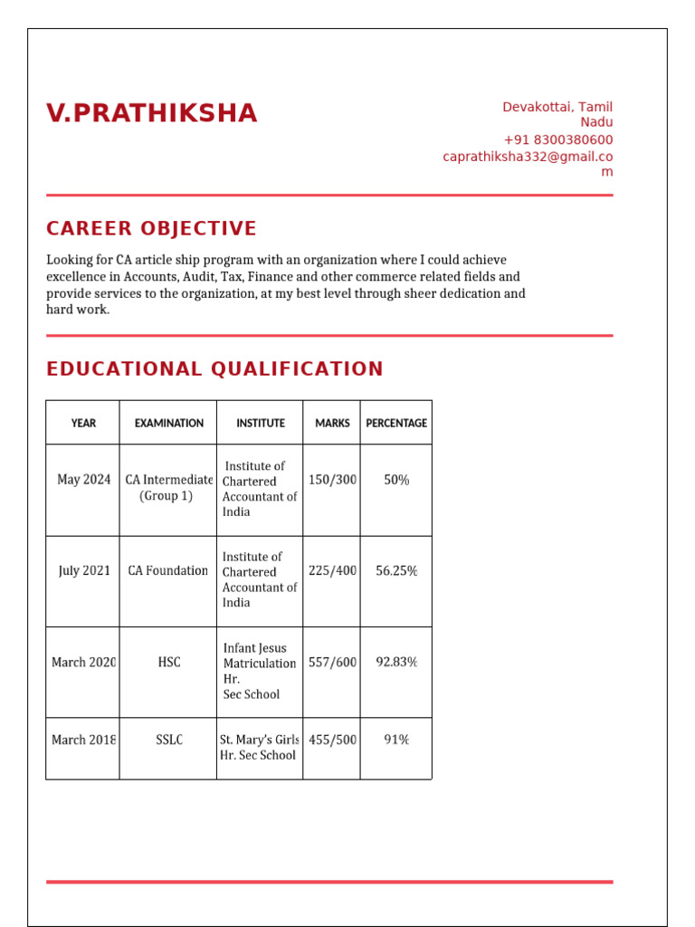 Articleship Resume | PDF