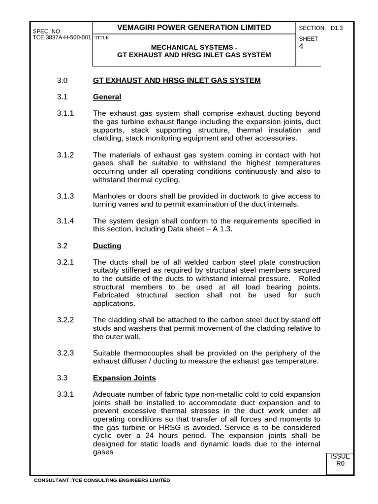 Vemagiri Power Generation Limited: Mechanical Systems - GT Exhaust and ...