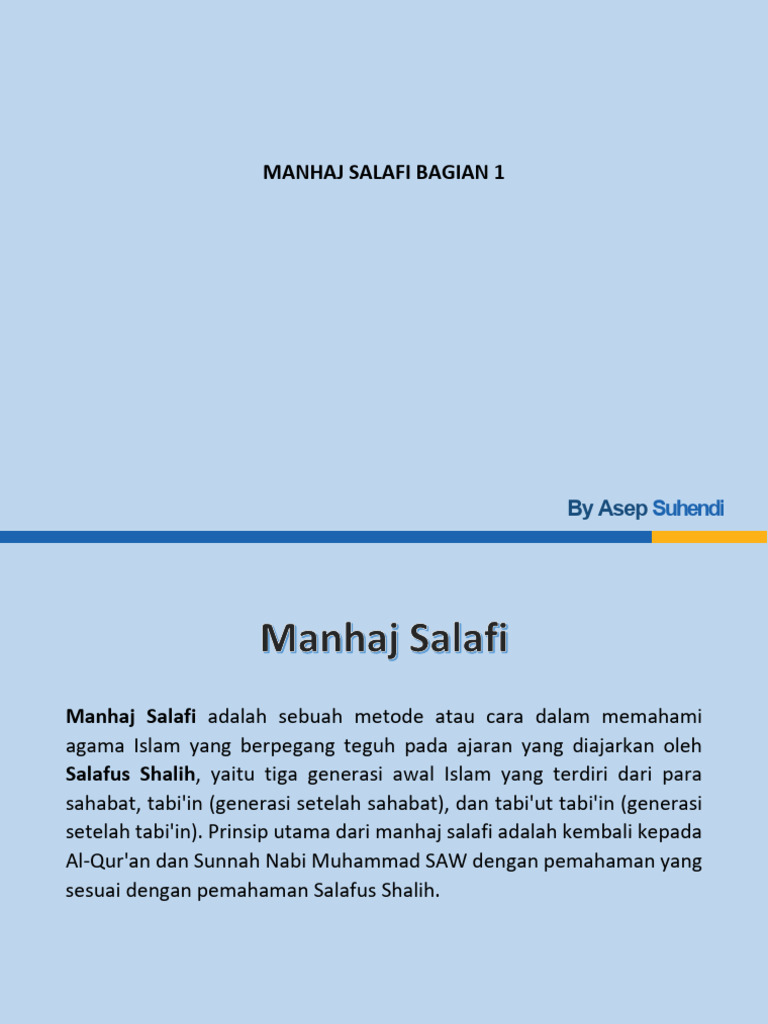 Manhaj Salafi Bagian 1 | PDF