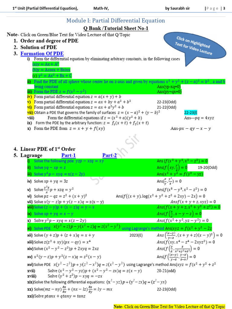 Maths-IV Q Bank Unit-I Only | PDF