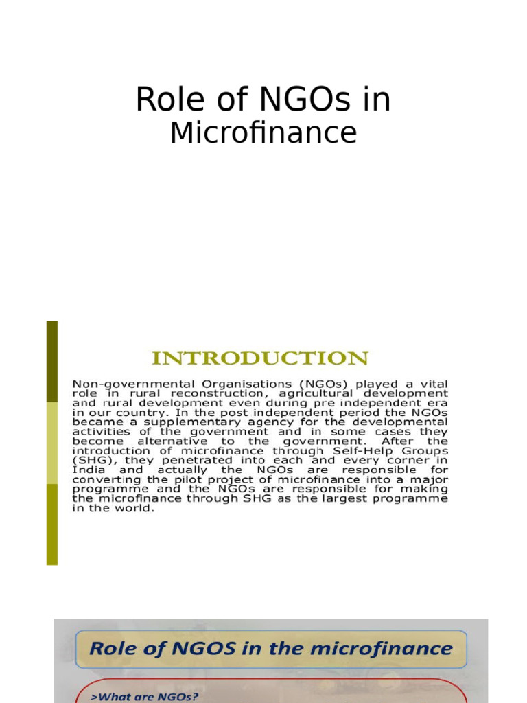 Lecture-13-Role of NGOs in Microfinance | PDF