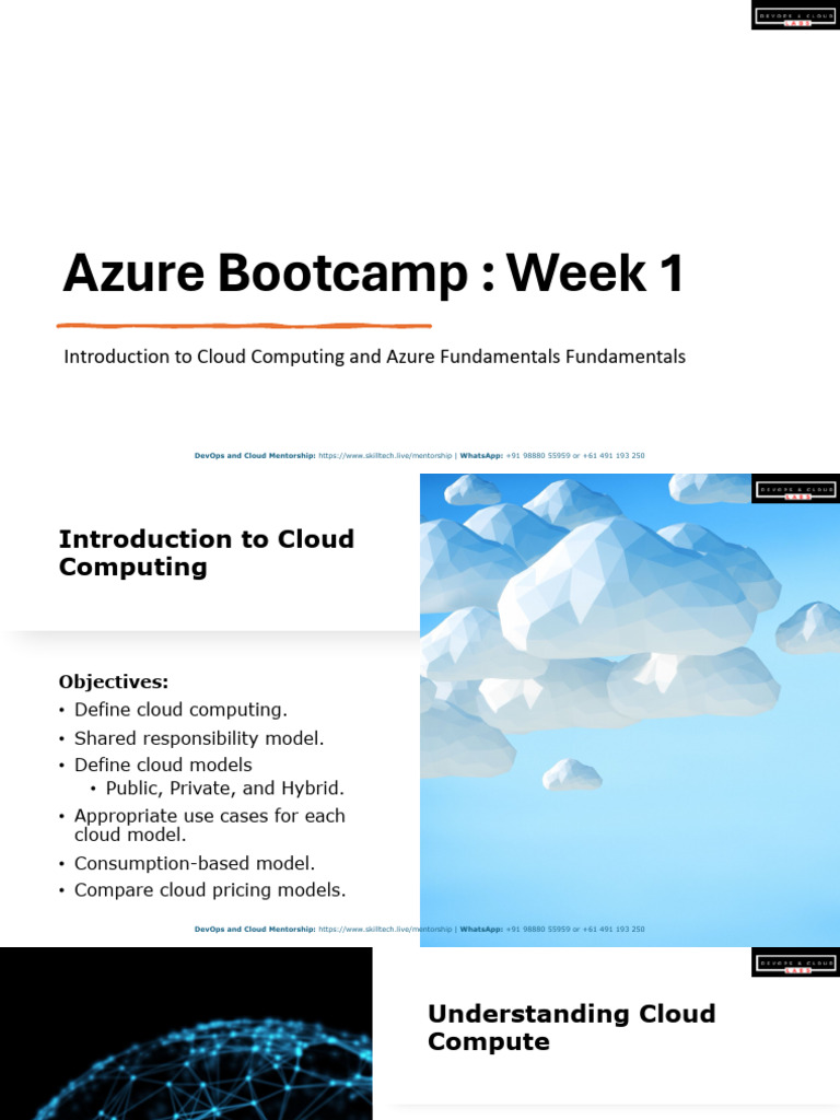 Azure Session 1- Introduction to Cloud Computing and Azure Fundamentals | PDF