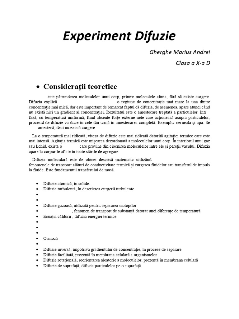 Experiment Difuzie | PDF