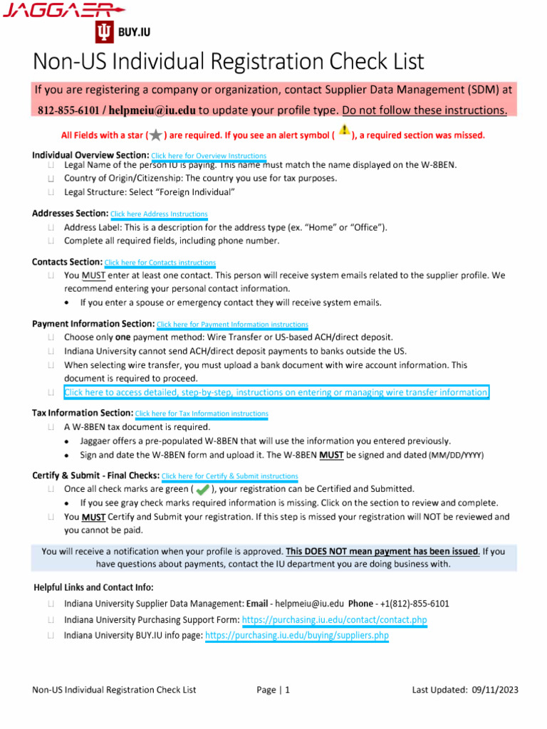 Non-US Individual Registration Check List - Non-US-Check-List | PDF