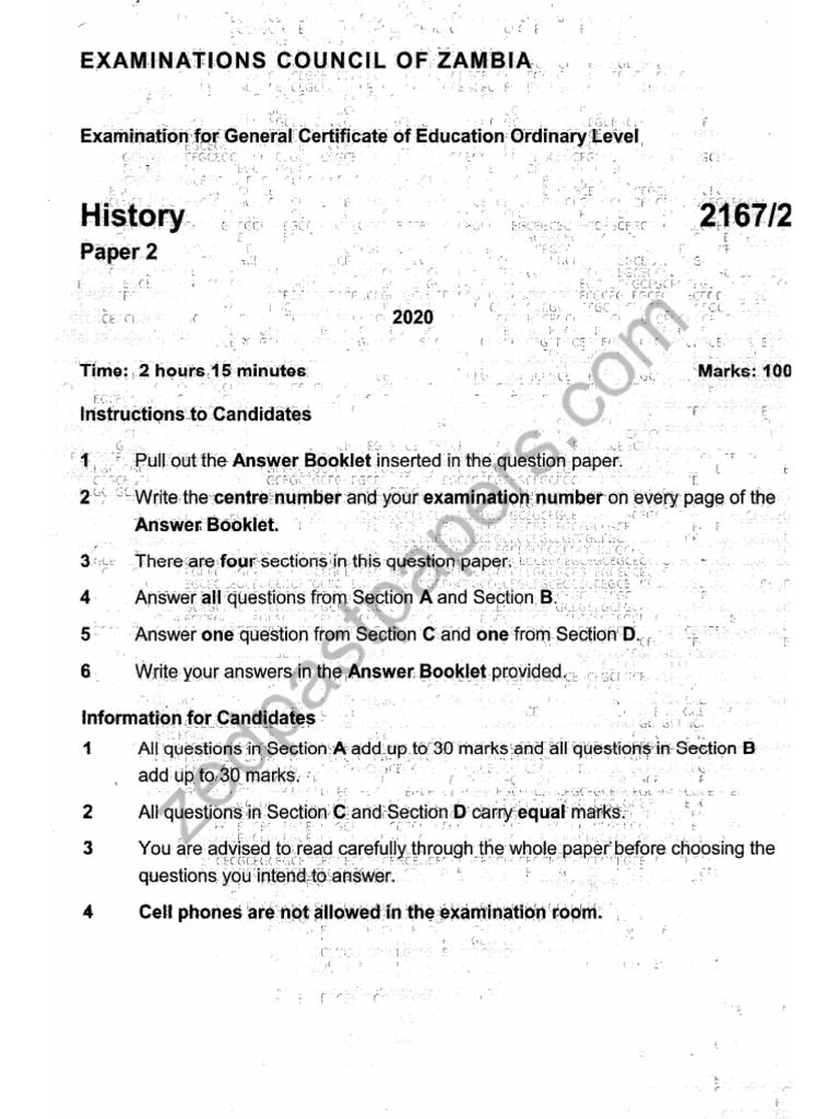 g12 History p2 2020 Gce | PDF