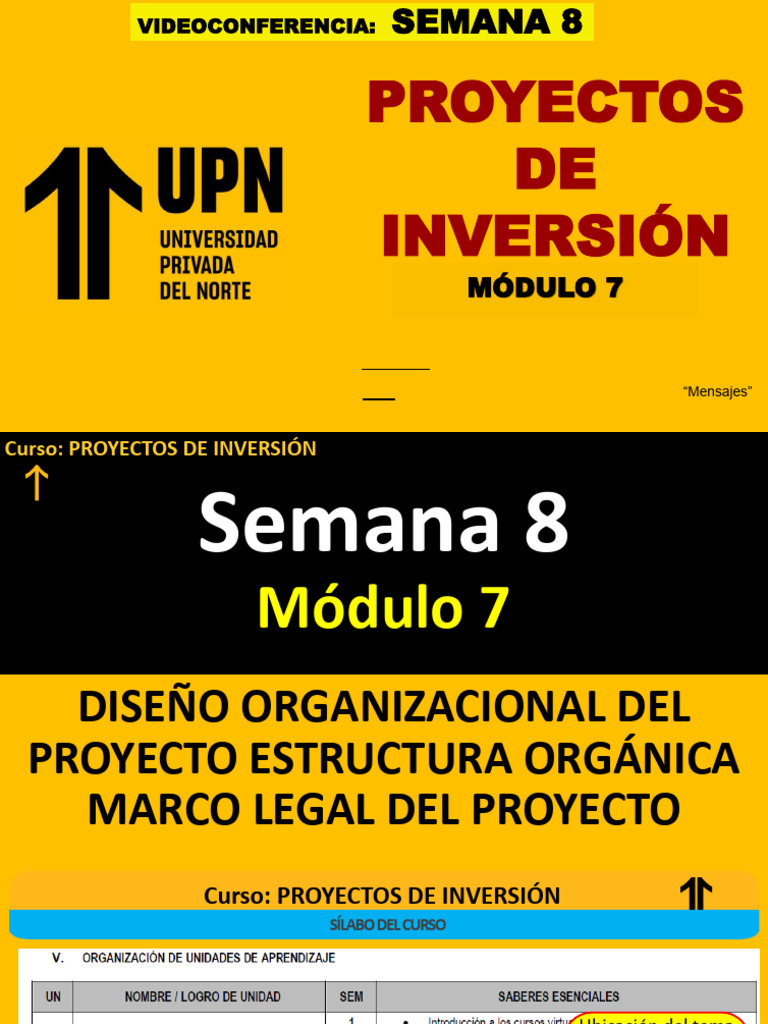 PDF-semana 8-DISEÑO ORGANIZAC DEL PROYECTO-ESTRUCT ORGÁNICA-MARCO LEGAL DEL PROYECT | PDF