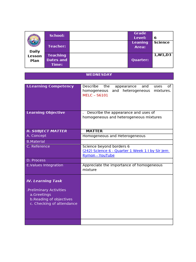 Science - 6 - Q1 - W1-D3 | PDF
