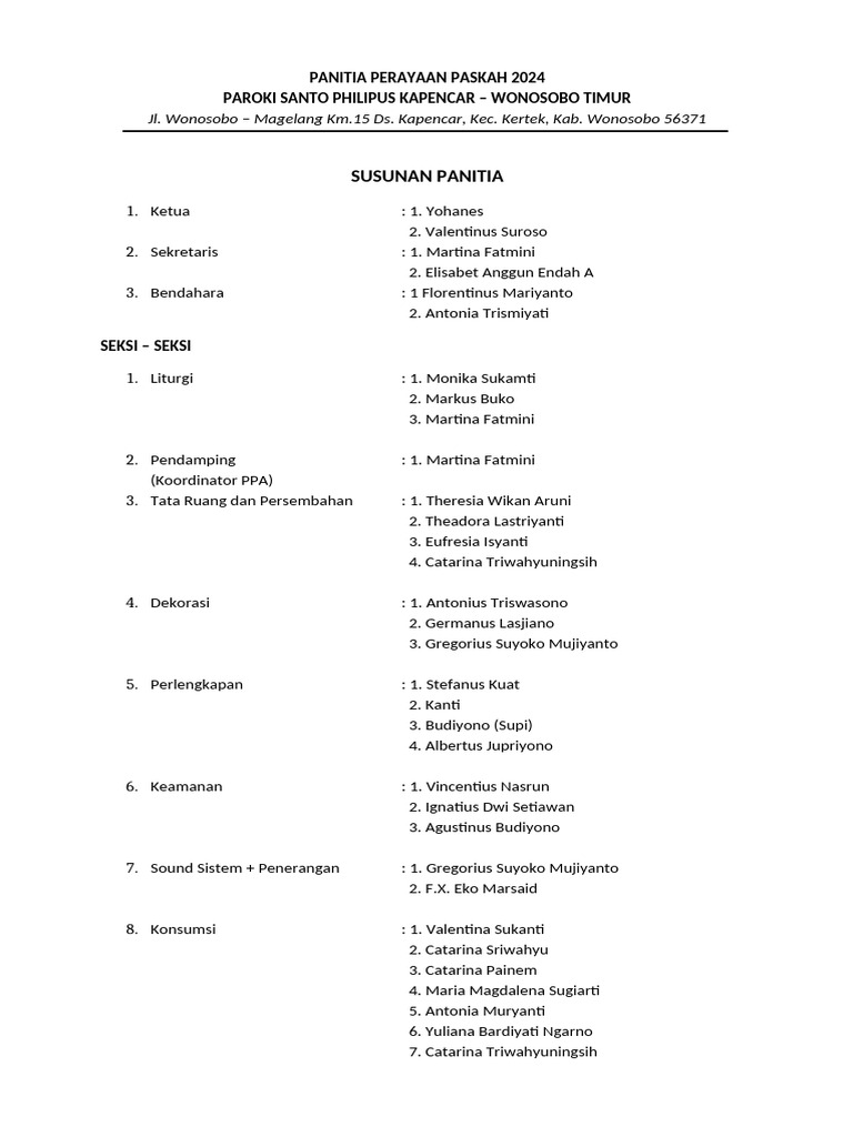 Susunan Panitia | PDF