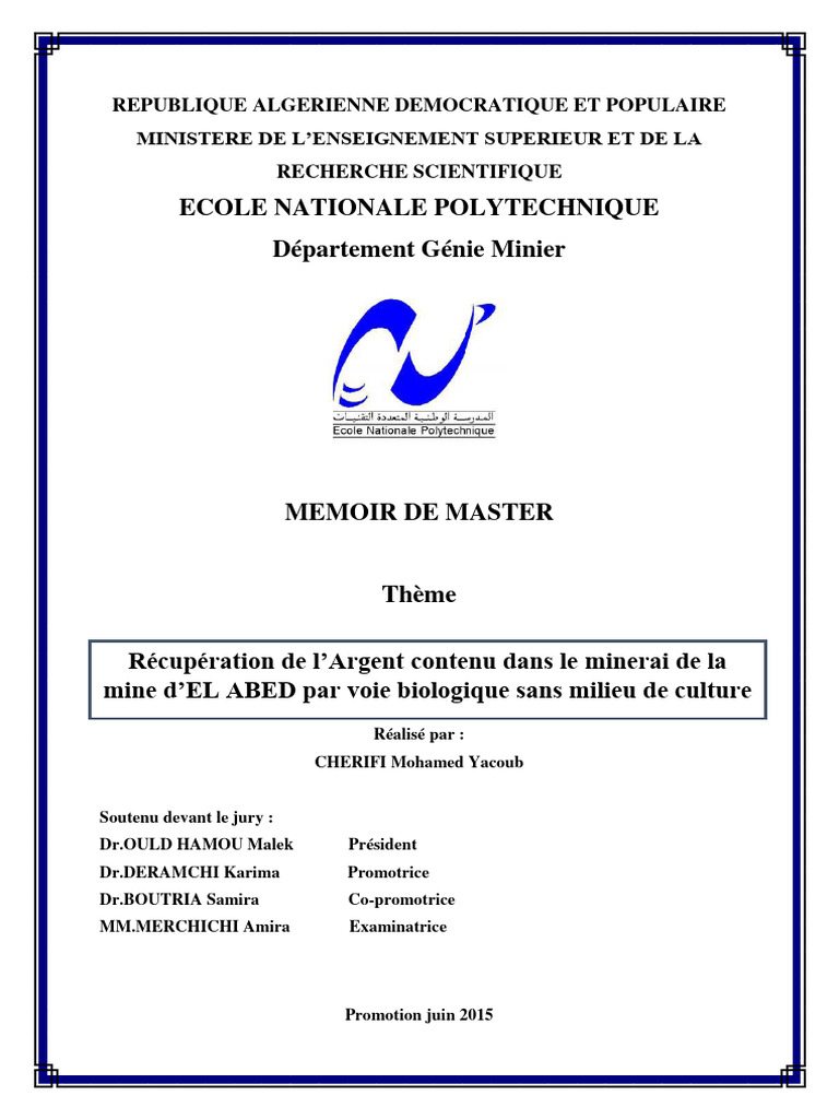 CHERIFI - Mohamed Yacoub | PDF | Chemistry | Chemical Substances