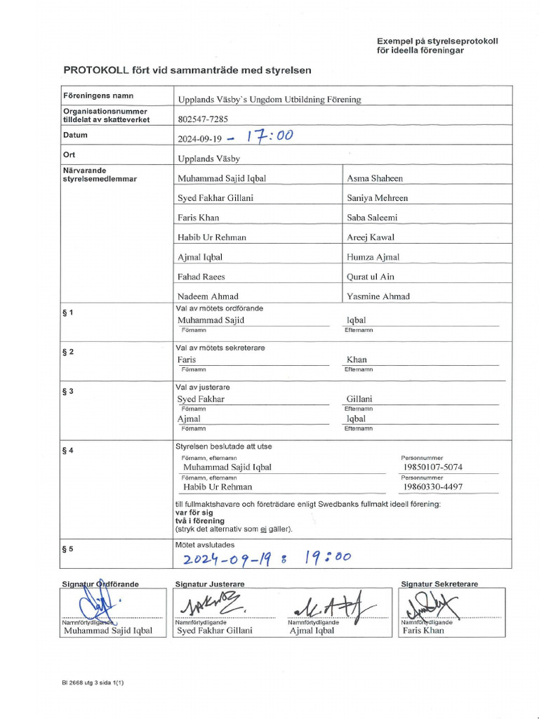 Protokoll Fullmaktshavare Och Företrädare | PDF