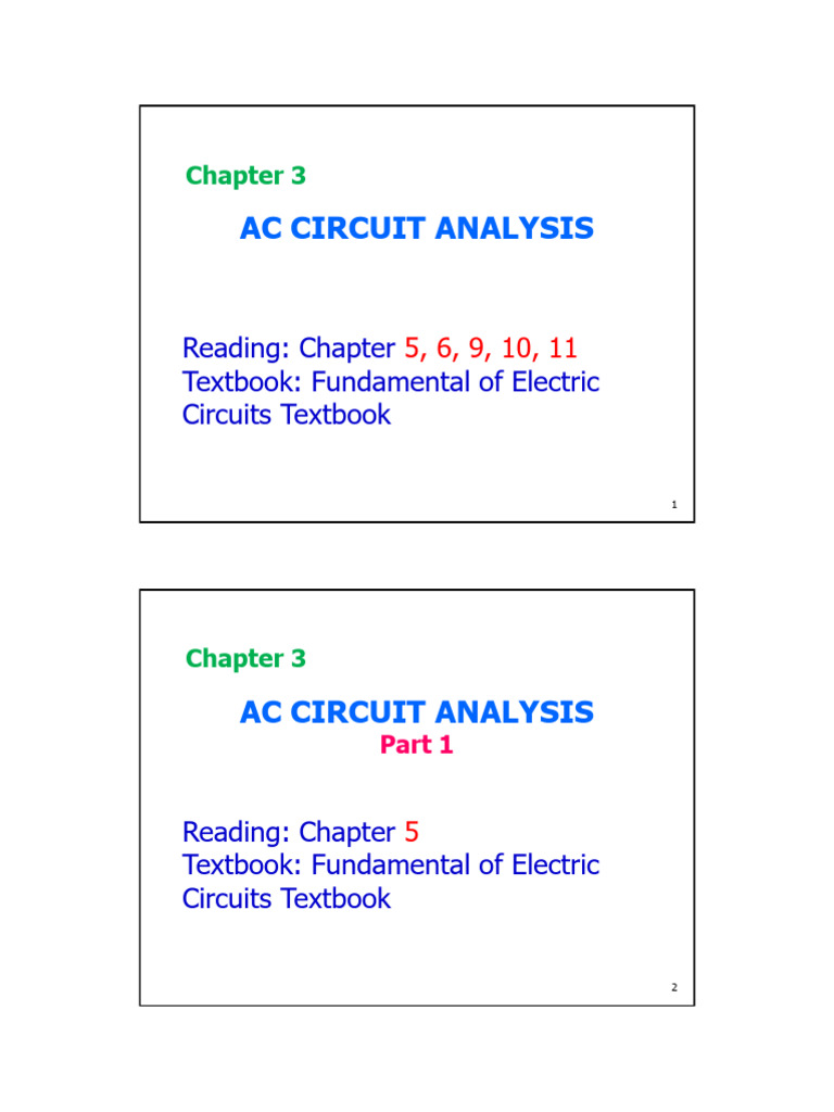 Ch3 - AC Circuit Analysis - p1 | PDF | Amplifier | Operational Amplifier