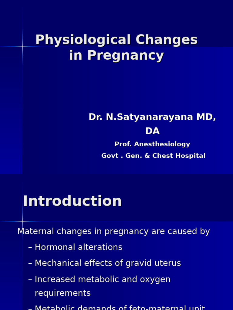 Physiological Changes in Pregnancy | PDF