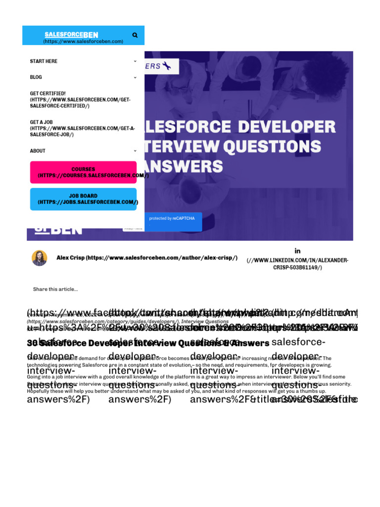 30 Salesforce Developer Interview Questions & Answers - Salesforce Ben | PDF