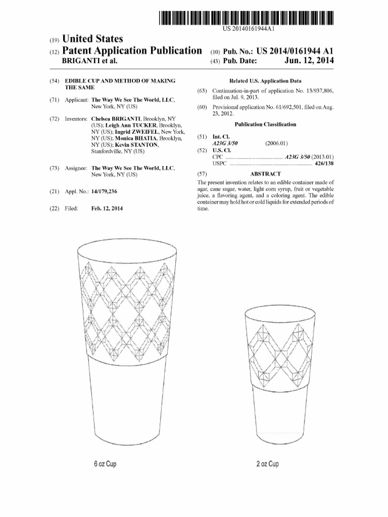 US20140161944A1 | PDF | Syrup | Technology & Engineering