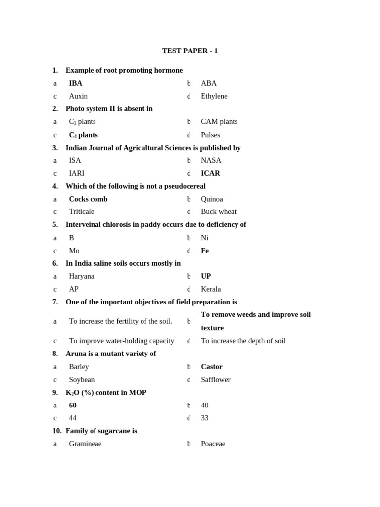 TEST PAPER-1 | PDF