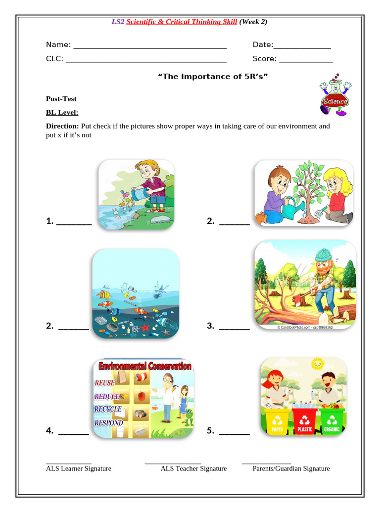 Week2 Worksheets LS2 5Rs | PDF