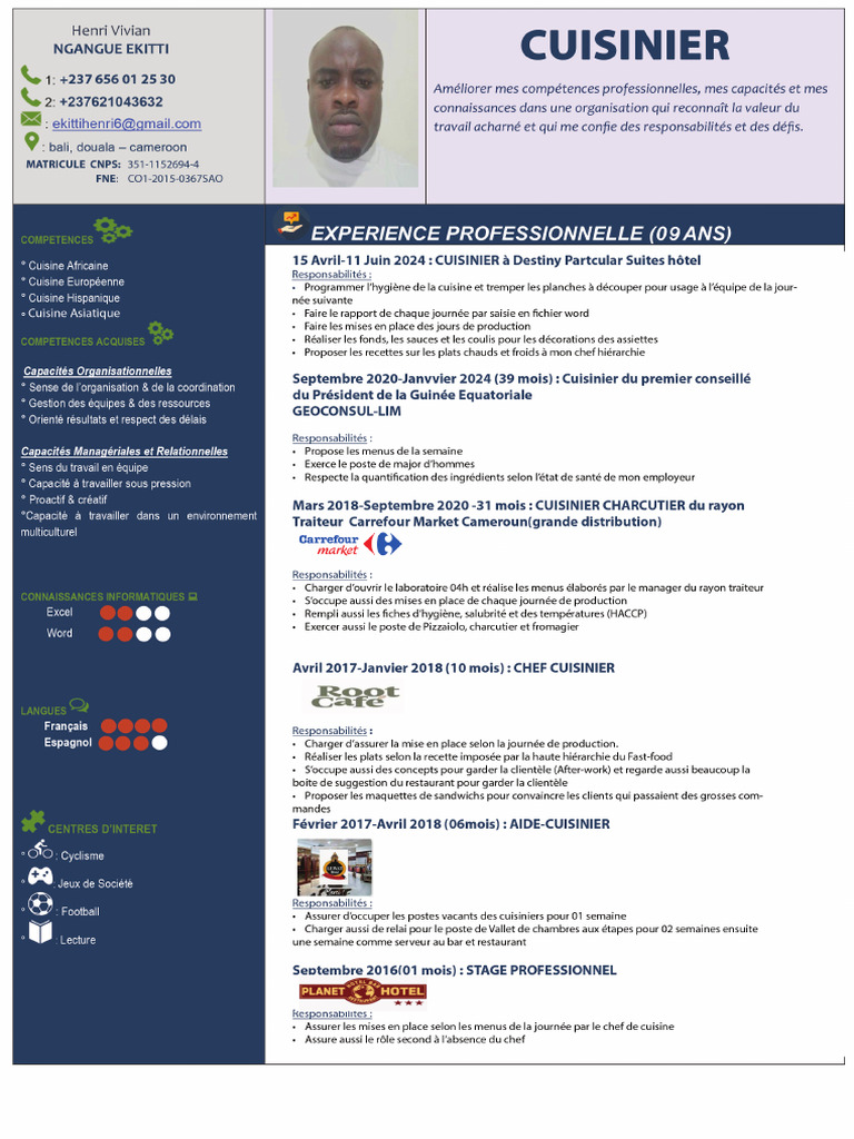 CV - Ngangue Ekitti Henri | PDF
